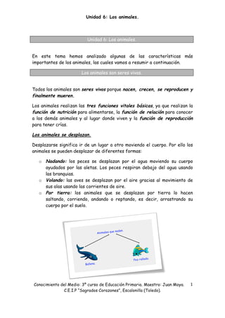 Resumen unidad 6: Los animales | PDF