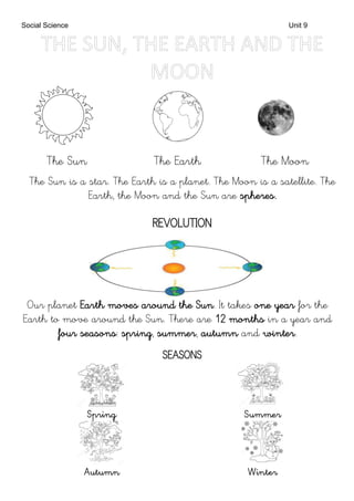 Resumen unit 9 The Sun, the Earth and the Moon social science | PDF