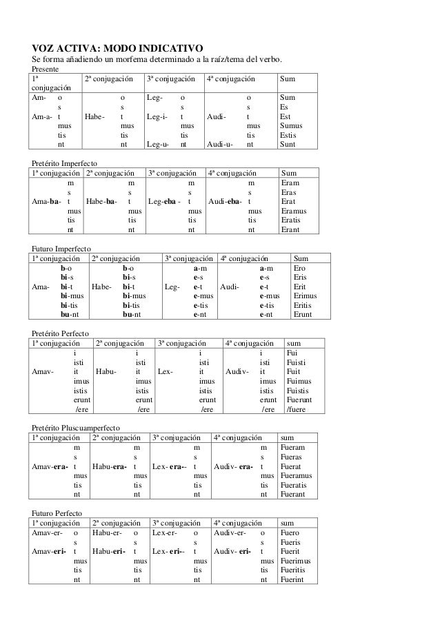 Resumen verbo latín