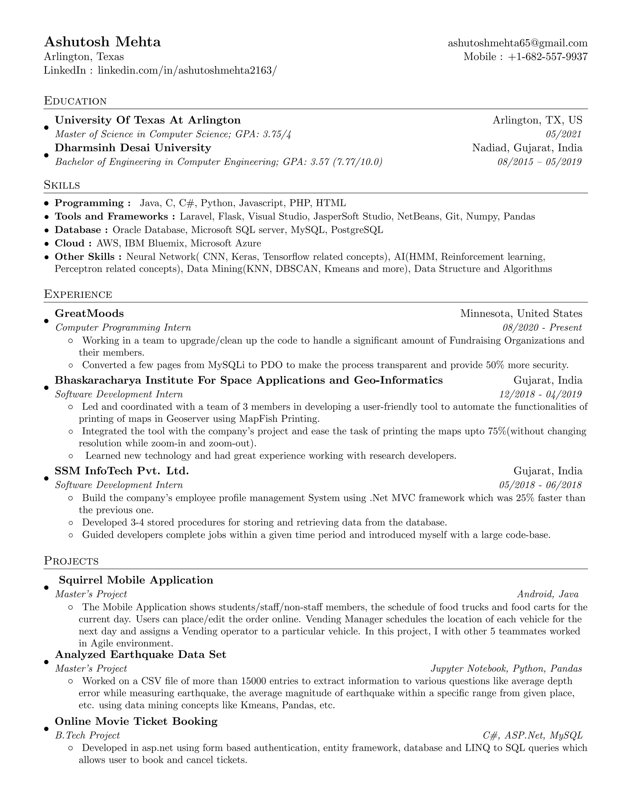 Resume | PDF | Databases | Computer Software and Applications