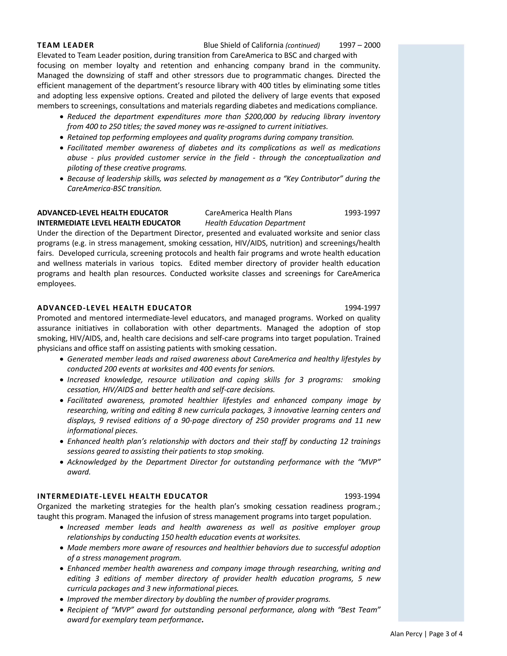 Resume of Alan Percy | PDF