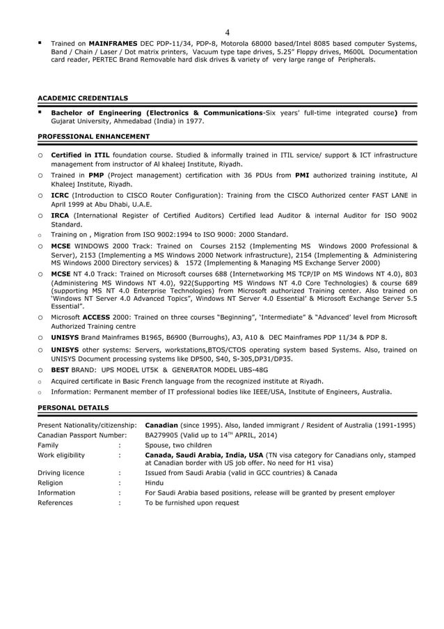 Resume of anant (canadian citizen living in saudi arabia) updated on ...