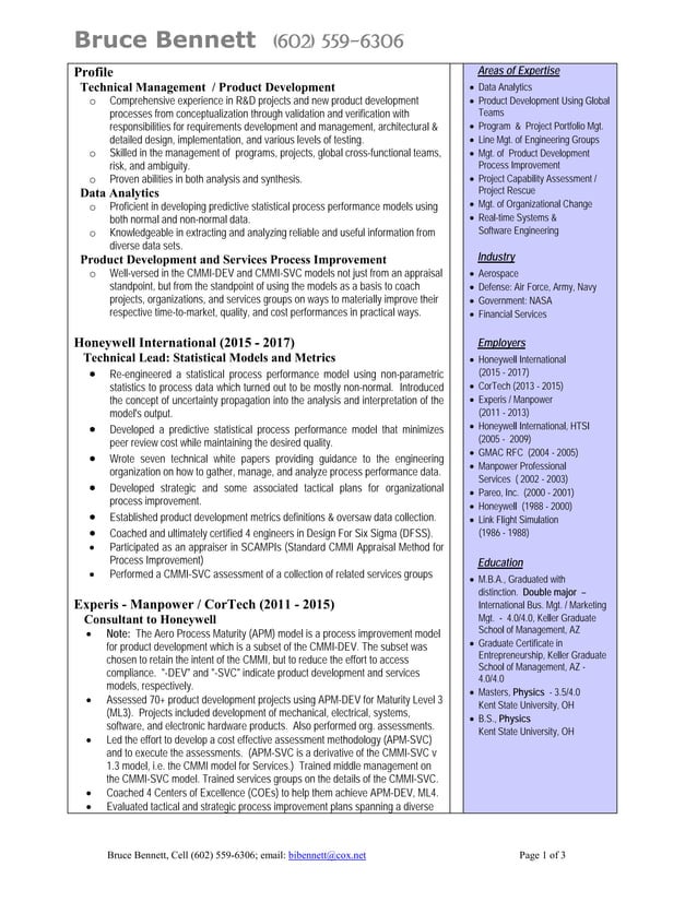 Resume of bruce bennett | PDF | Computer Software and Applications | Computing