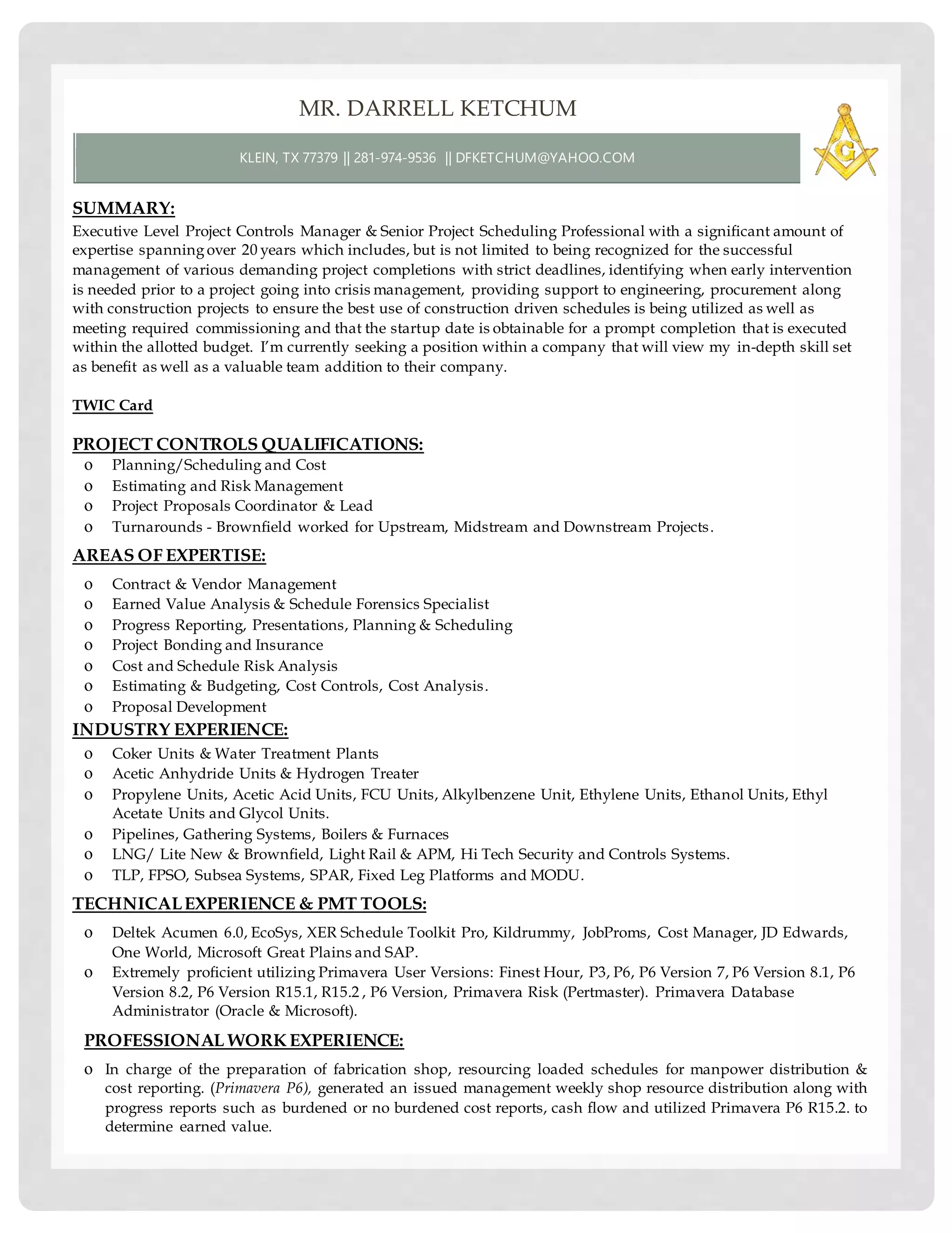 Darrell Ketchum Project Controls | DOCX