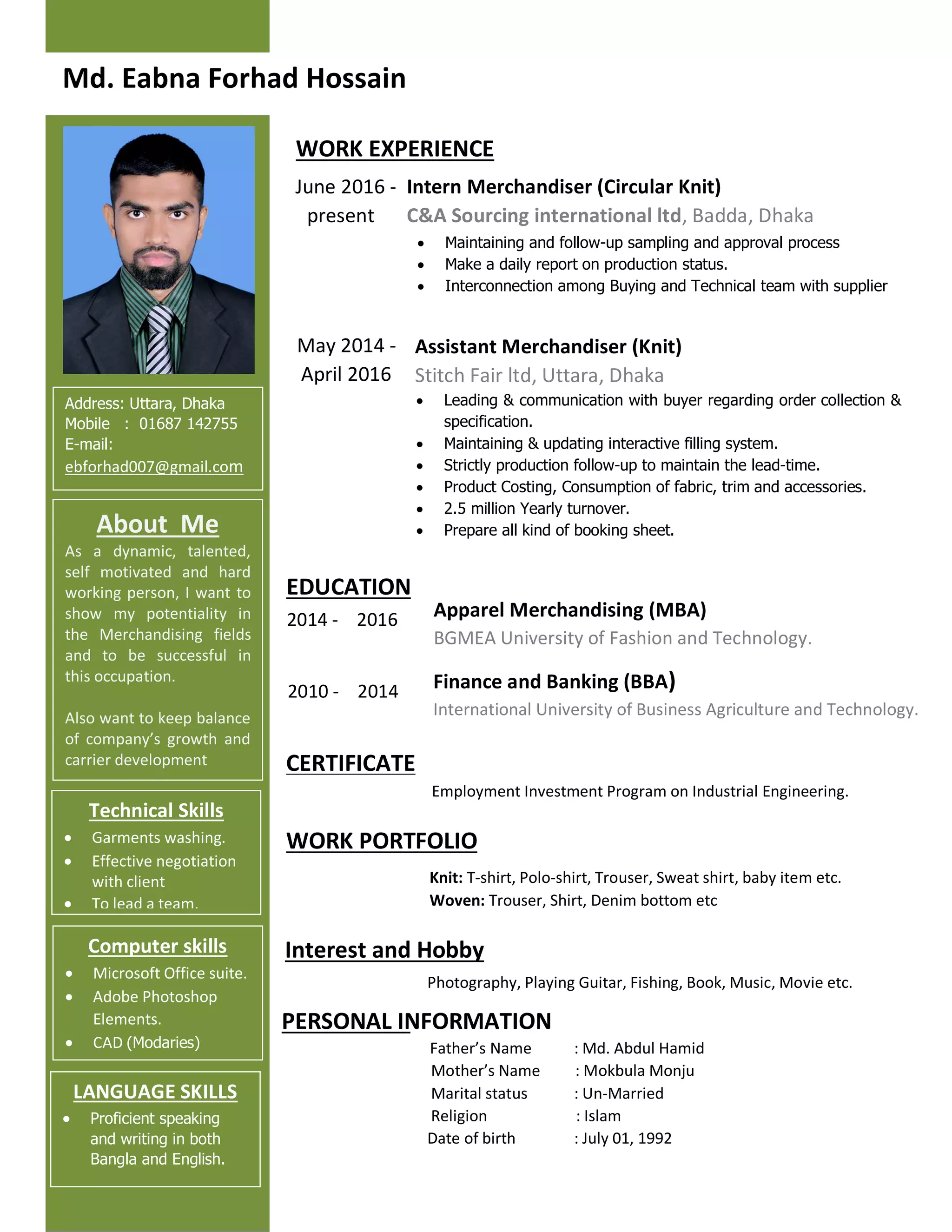 CV of Forhad Hossain | PDF