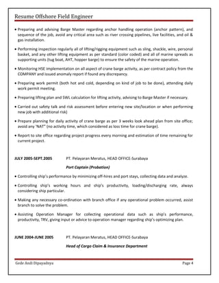 Resume offshore field engineer | DOC
