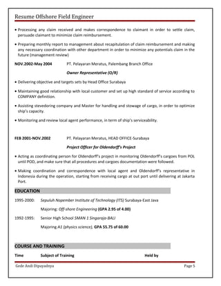 Resume offshore field engineer | DOC