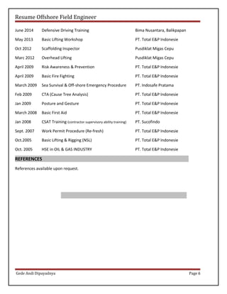 Resume offshore field engineer | DOC