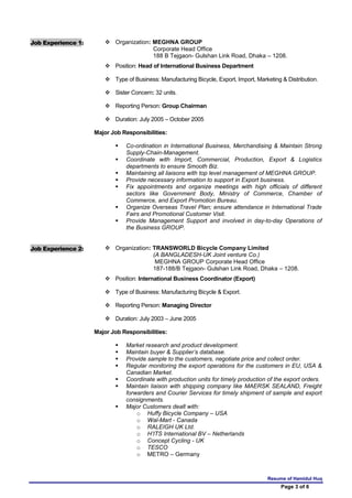 Resume of hamidul huq | PDF