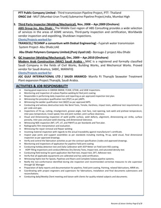 Resume of jaison varkey, QA/QC inspector welding,coating offshore Oil ...