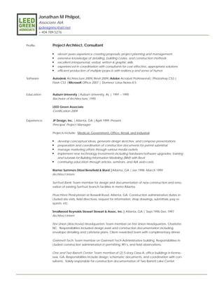 Resume Of Jonathan M Philpot V2010 | PDF