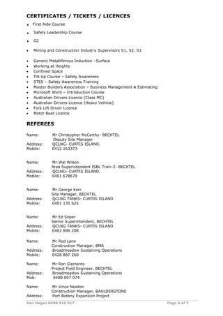 Resume of ken hagan. 1 | PDF