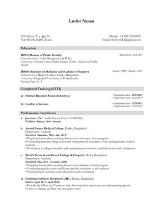 Resume of Lutfor Nessa | PDF