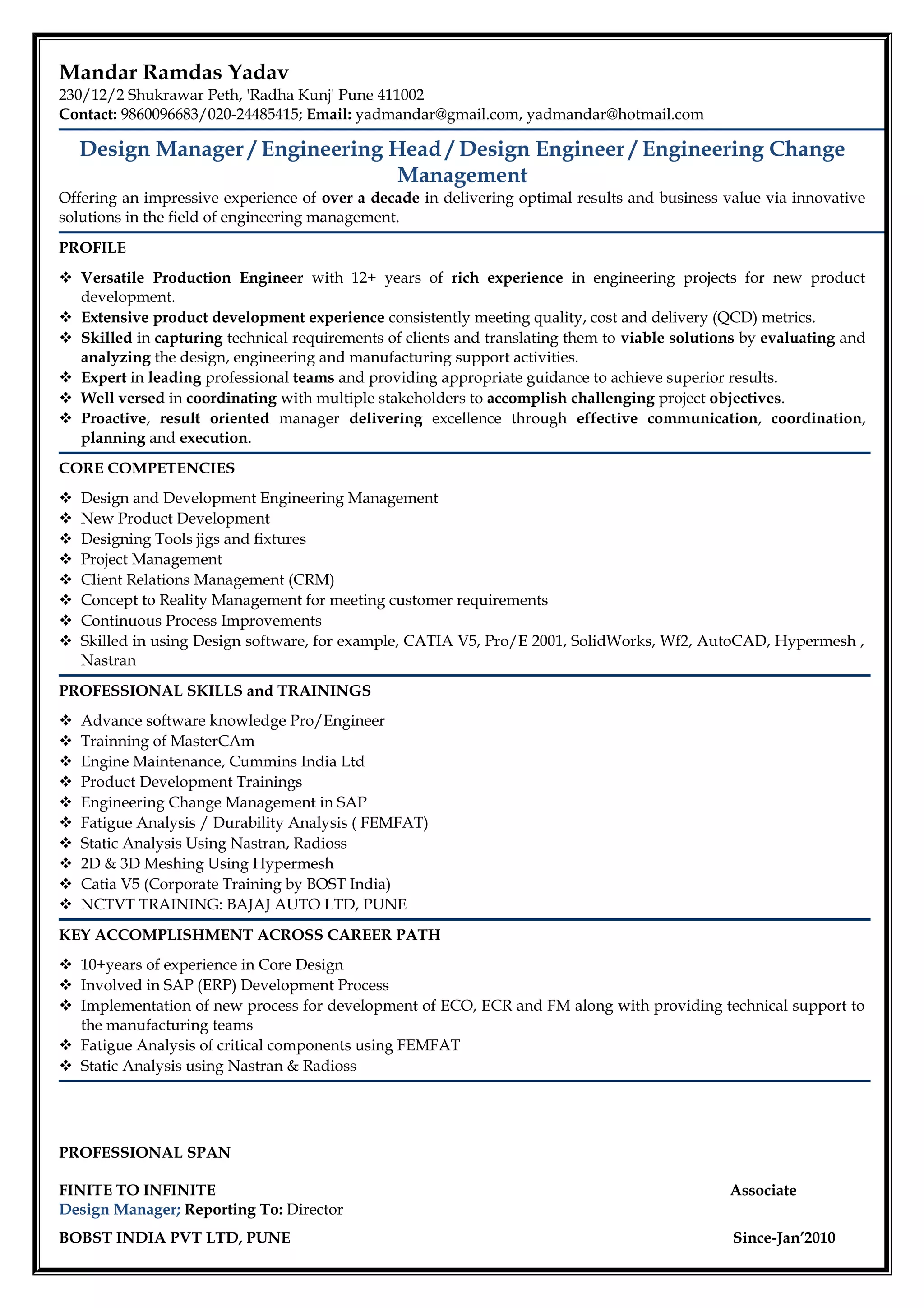 Resume of mandar_yadav | DOC | Civil Engineering Industry | Industries