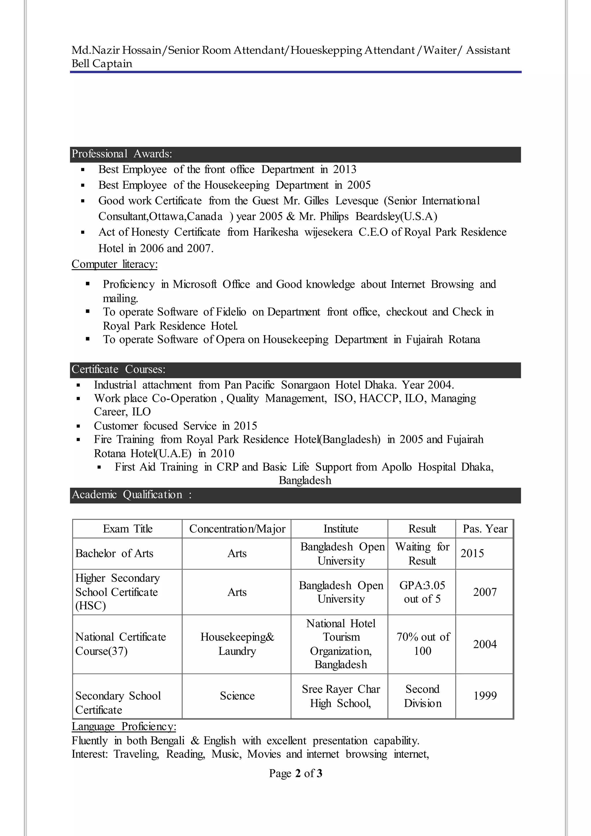 Resume of md.nazir hossain(1) | PDF