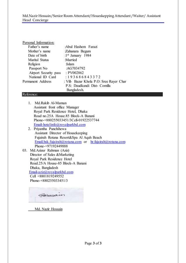 Resume of md.nazir hossain(1) | PDF