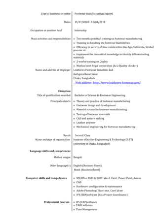 Resume of Md.Abdullah bin arif. | DOC