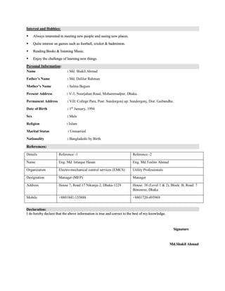 Resume of md.shakil cv 2020 | PDF