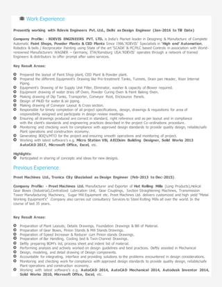 Resume of mechanical design engineer 13 years of exp. on auto cad ...