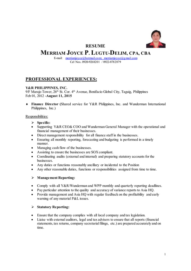 Resume of merriam_joyce_lugtu-delim | DOCX | Business Accounting ...
