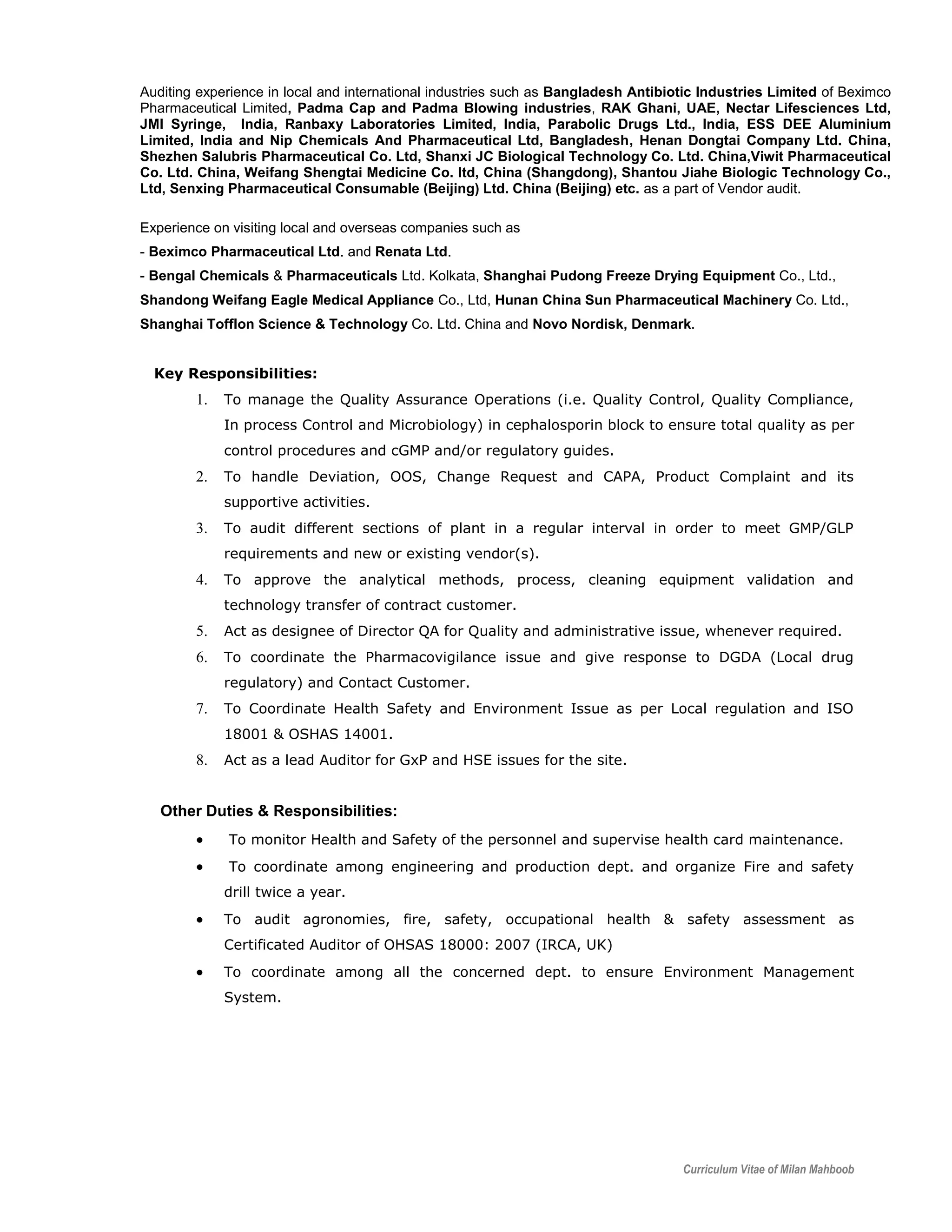 Resume of Milan Mahboob | PDF