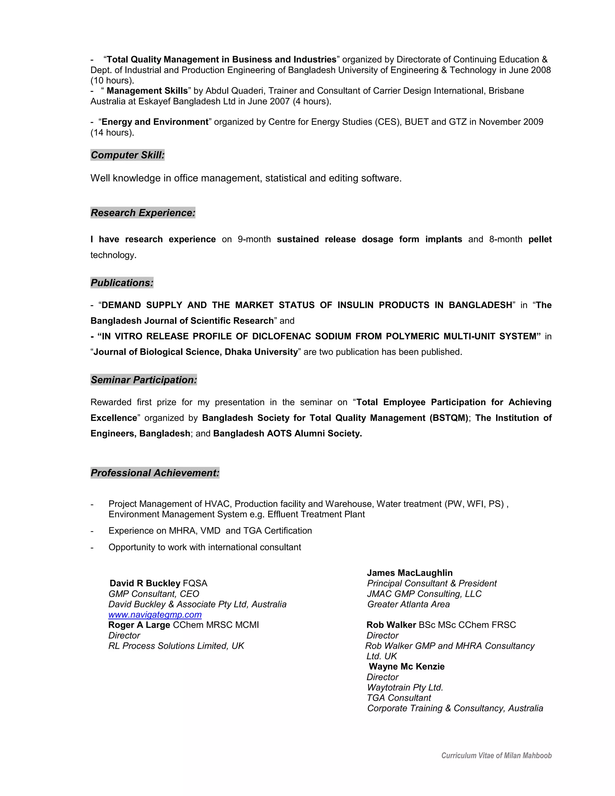 Resume of Milan Mahboob | PDF