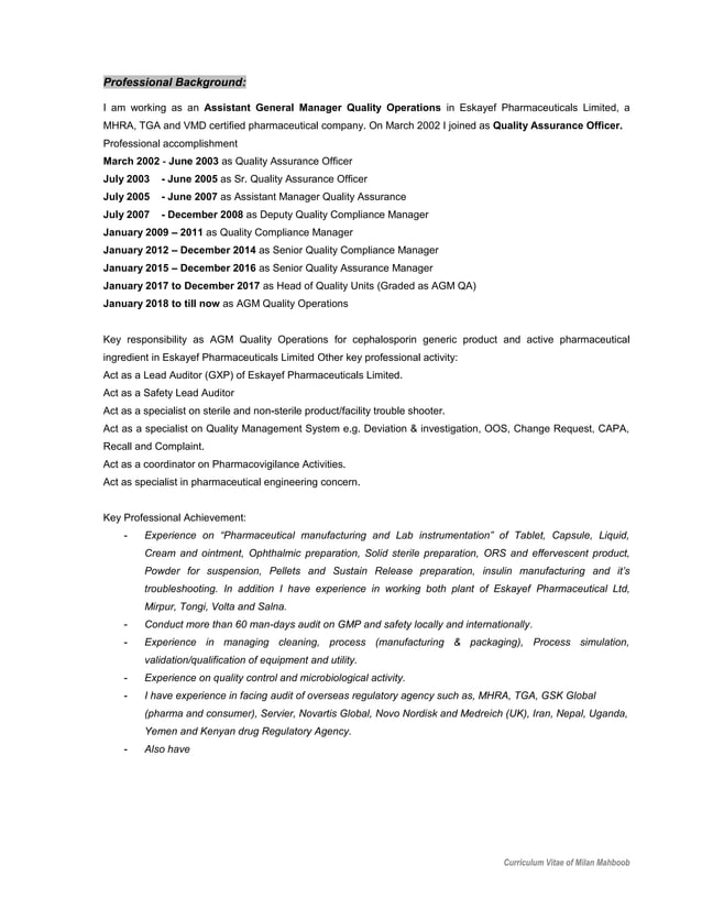 Resume of Milan Mahboob | PDF