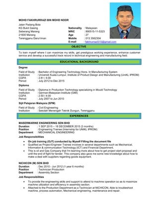 Resume of mohd fakhrurrazi | PDF | Civil Engineering Industry | Industries