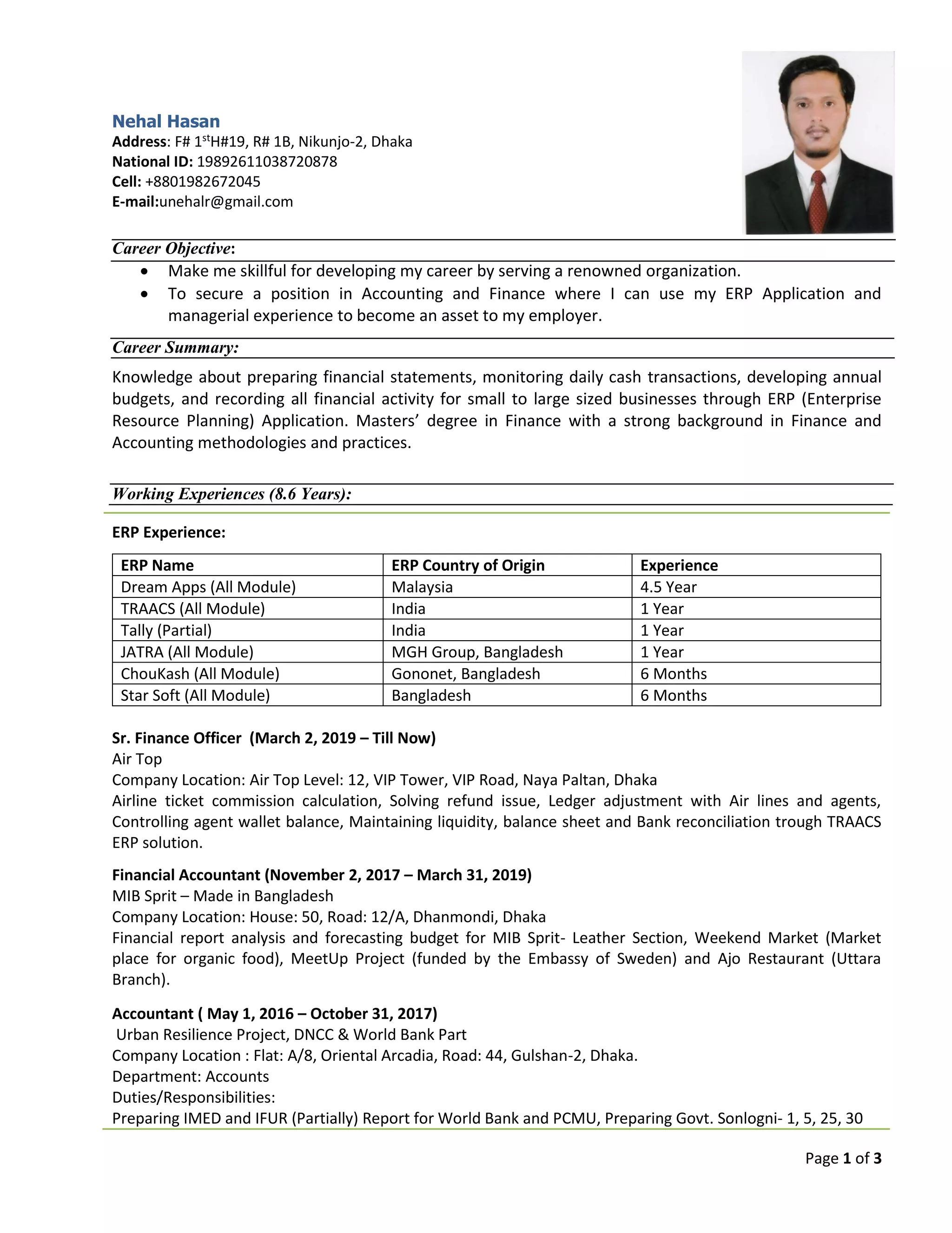 Resume of nehal hasan | PDF