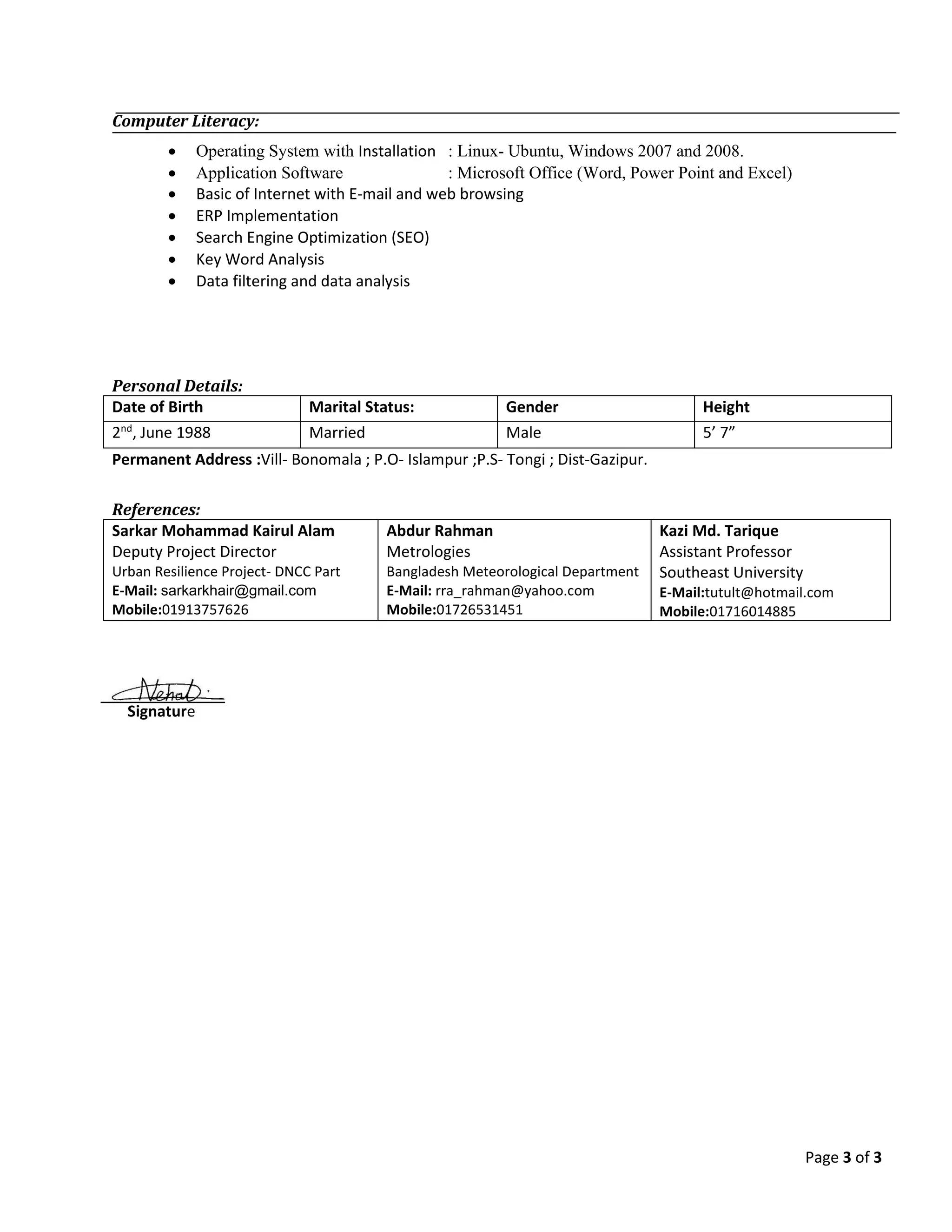 Resume of nehal hasan | PDF