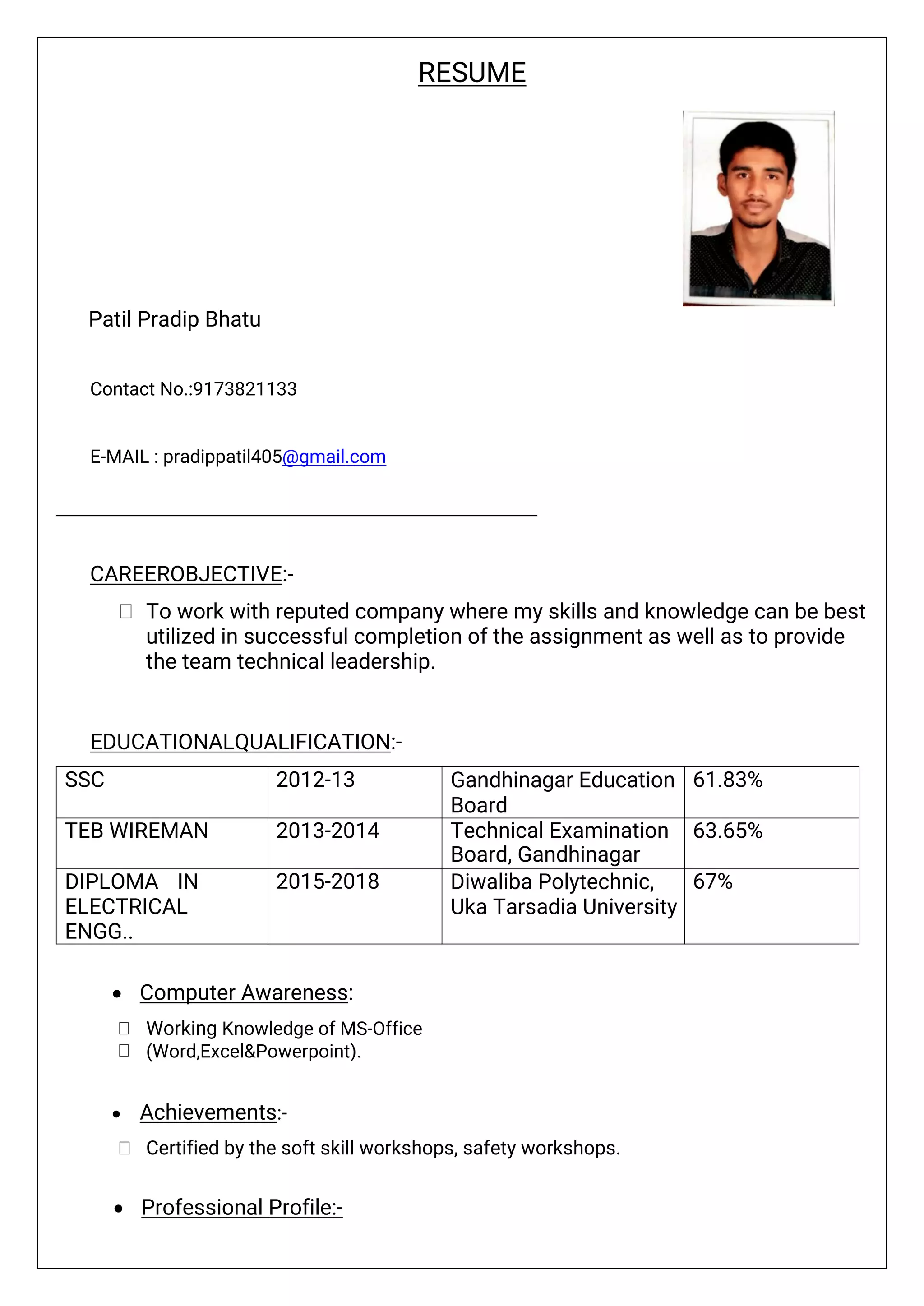 Resume of pradeep patil | PDF
