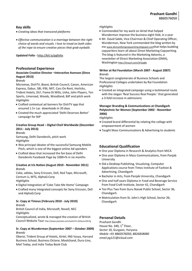 Prashant Gandhi\'s updated resume | DOCX