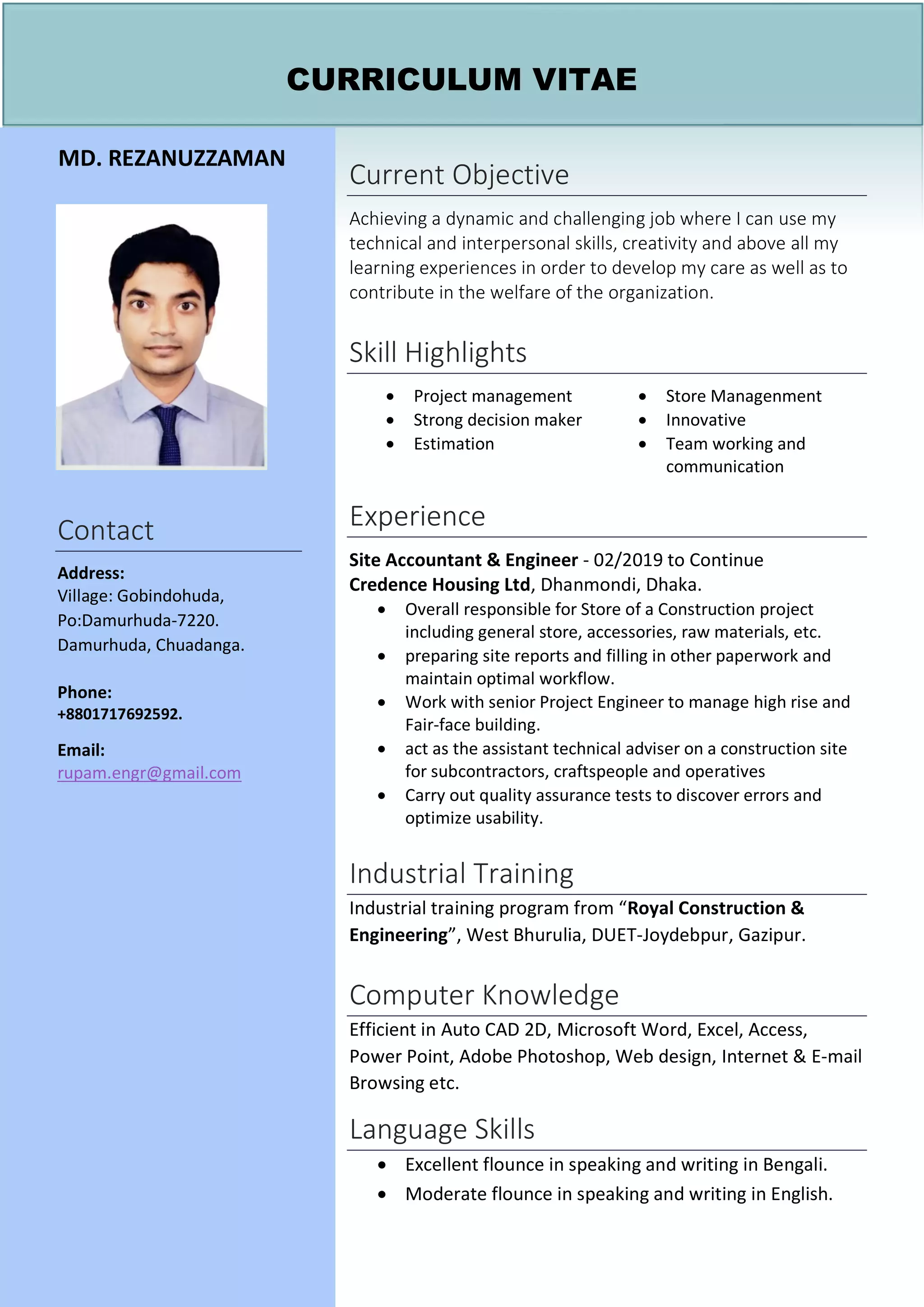 Resume of Civil Engineer | PDF