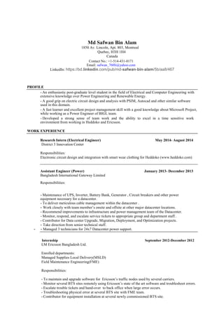 Resume of safwan d3new | PDF