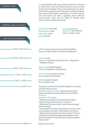 Résumé of sarah al aqeel, graphic designer | PDF