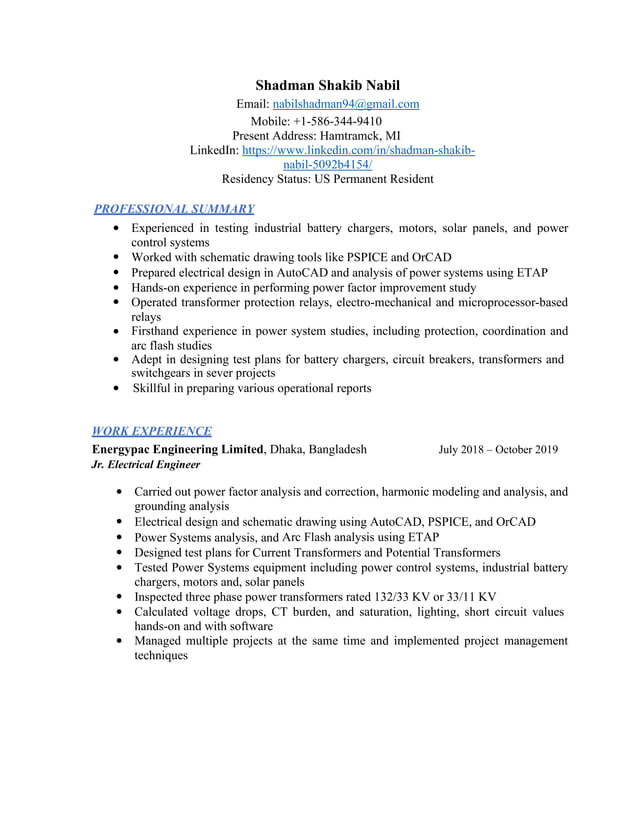 Resume of Shadman Shakib Nabil | PDF