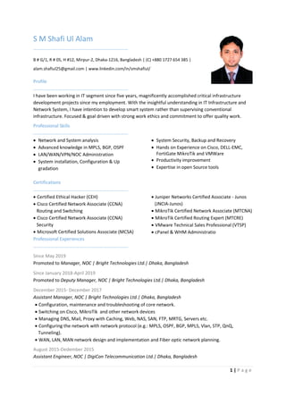 Resume of Shafi Alam | PDF