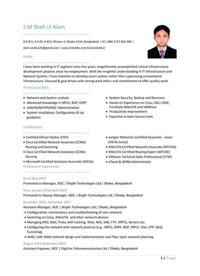Resume of Shafi Alam | PDF