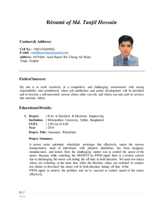 Resume of Tanjil hossain | DOCX