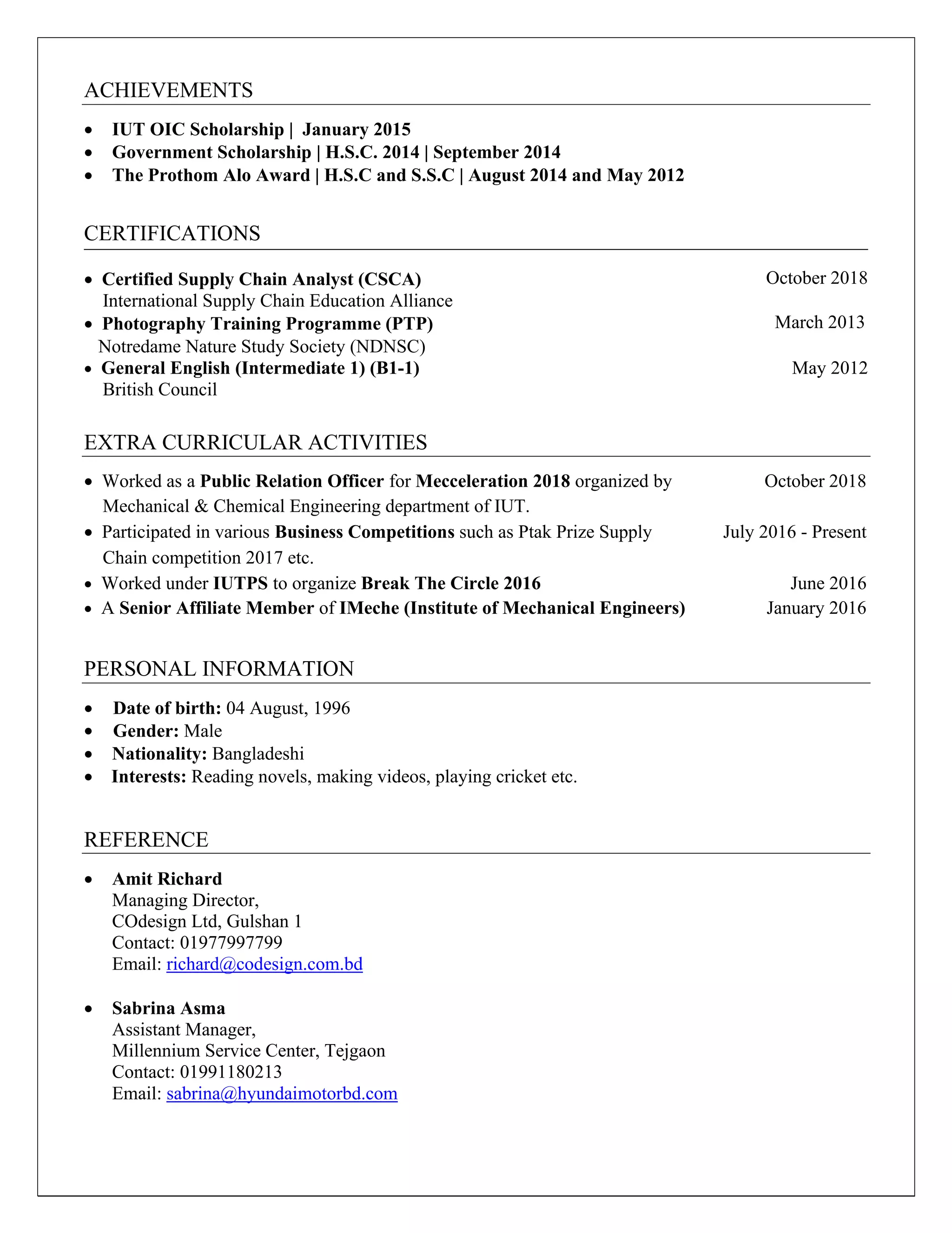 Resume of Tanvir Ahmed | PDF