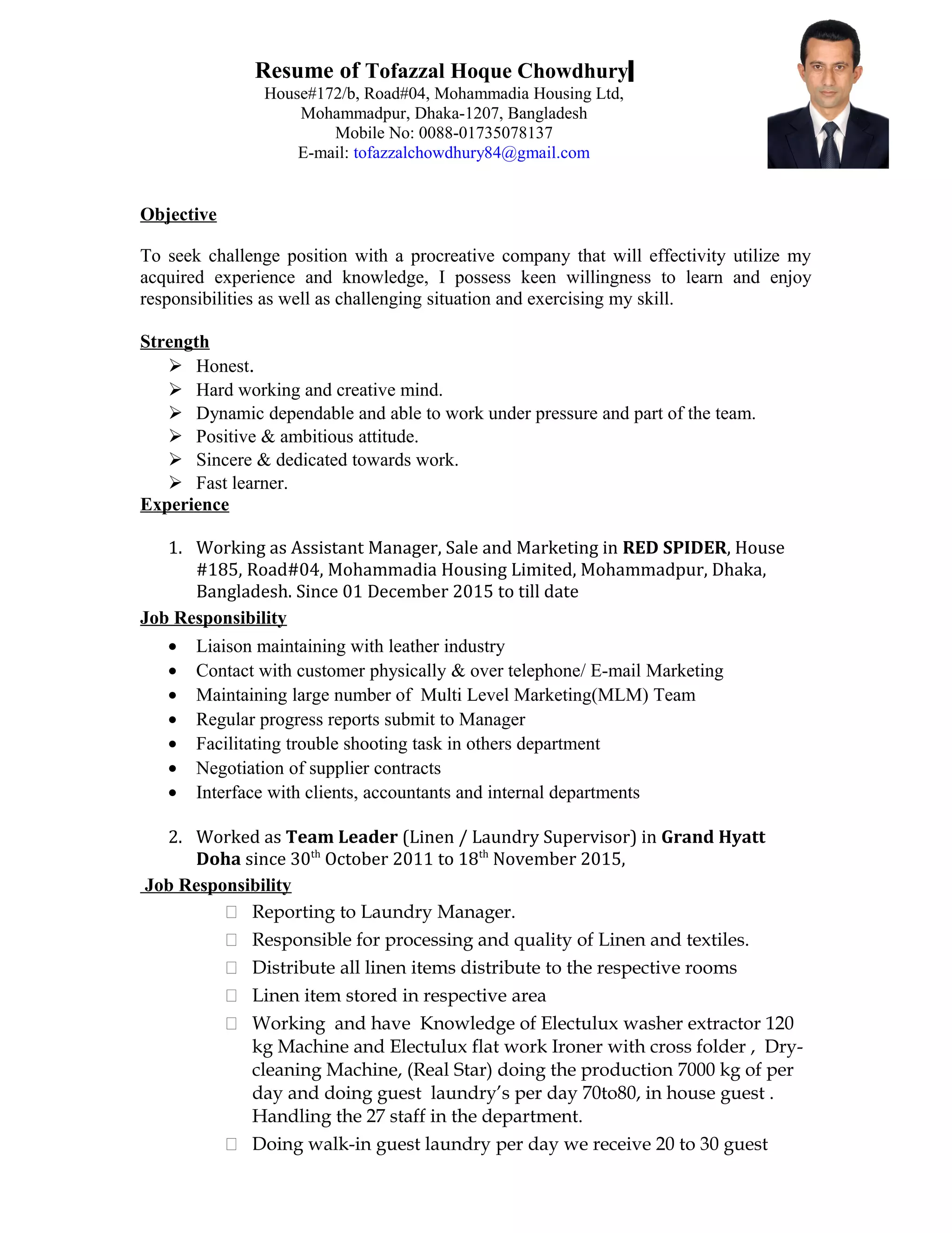 Resume of Tofazzal Haque Chowdhury | DOC