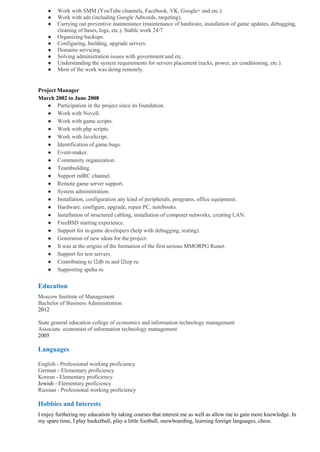 Resume olegtsebelev | PDF