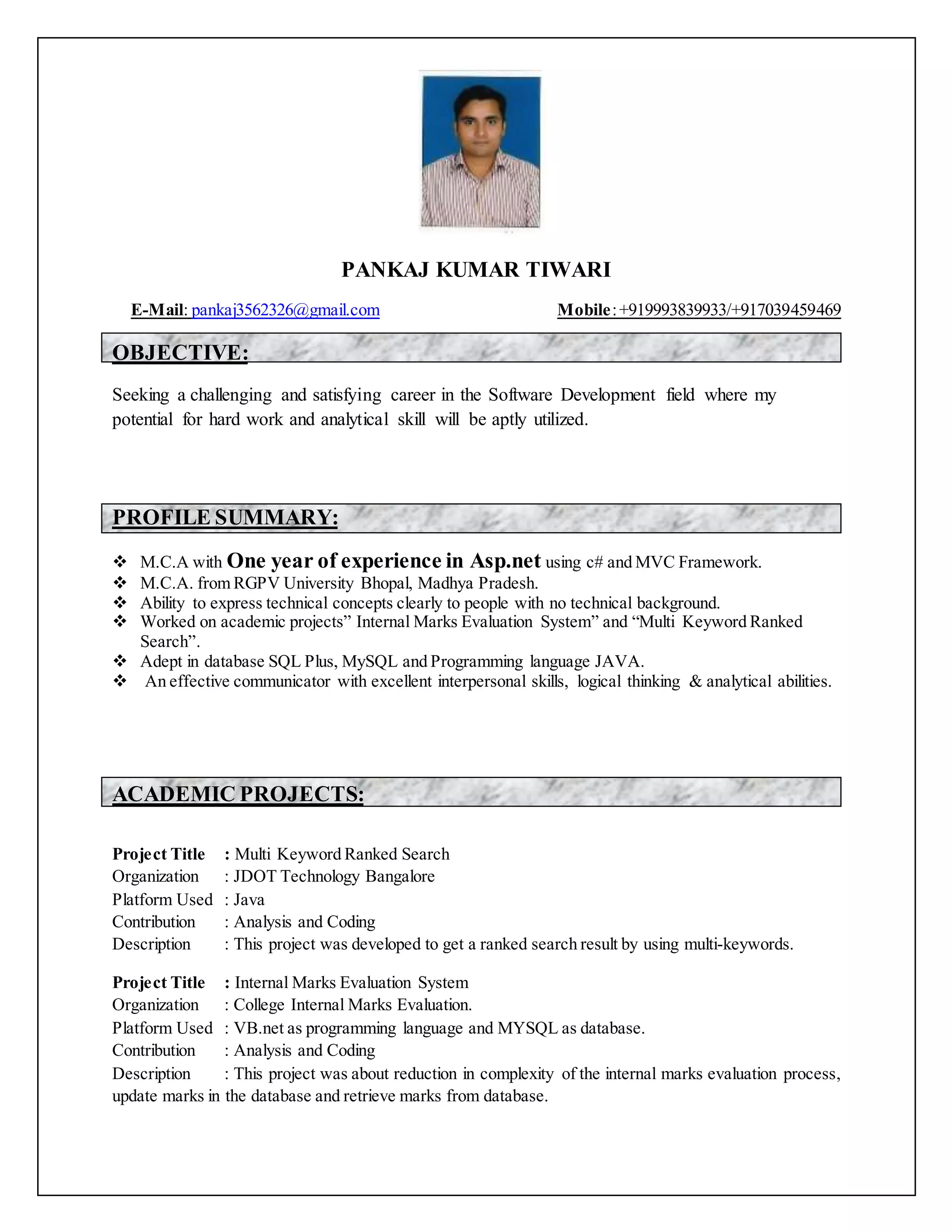 Resume pankaj | DOCX