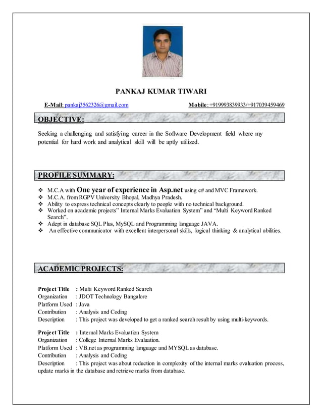 Resume pankaj | PDF
