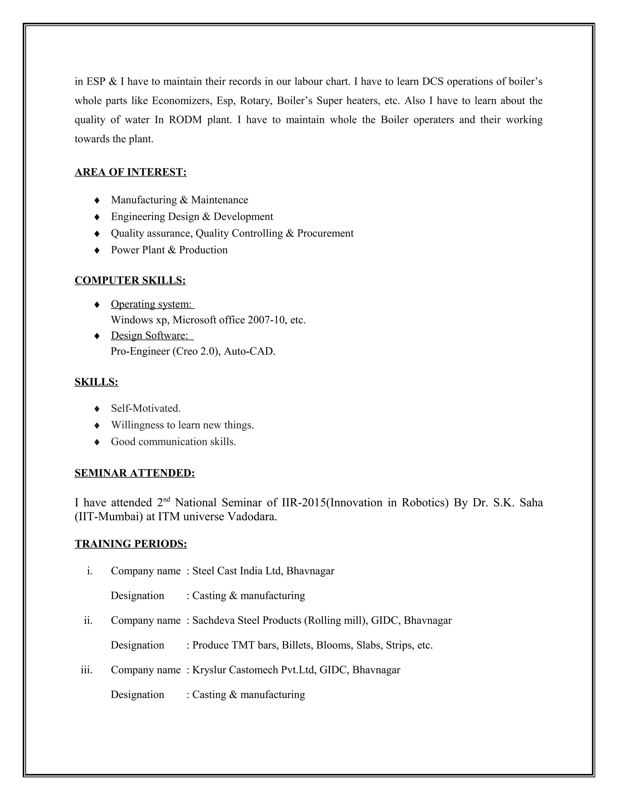Resume parth trivedi b.e. mechanical (1) | DOC