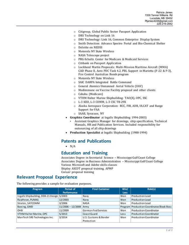 Resume patricia james | DOCX