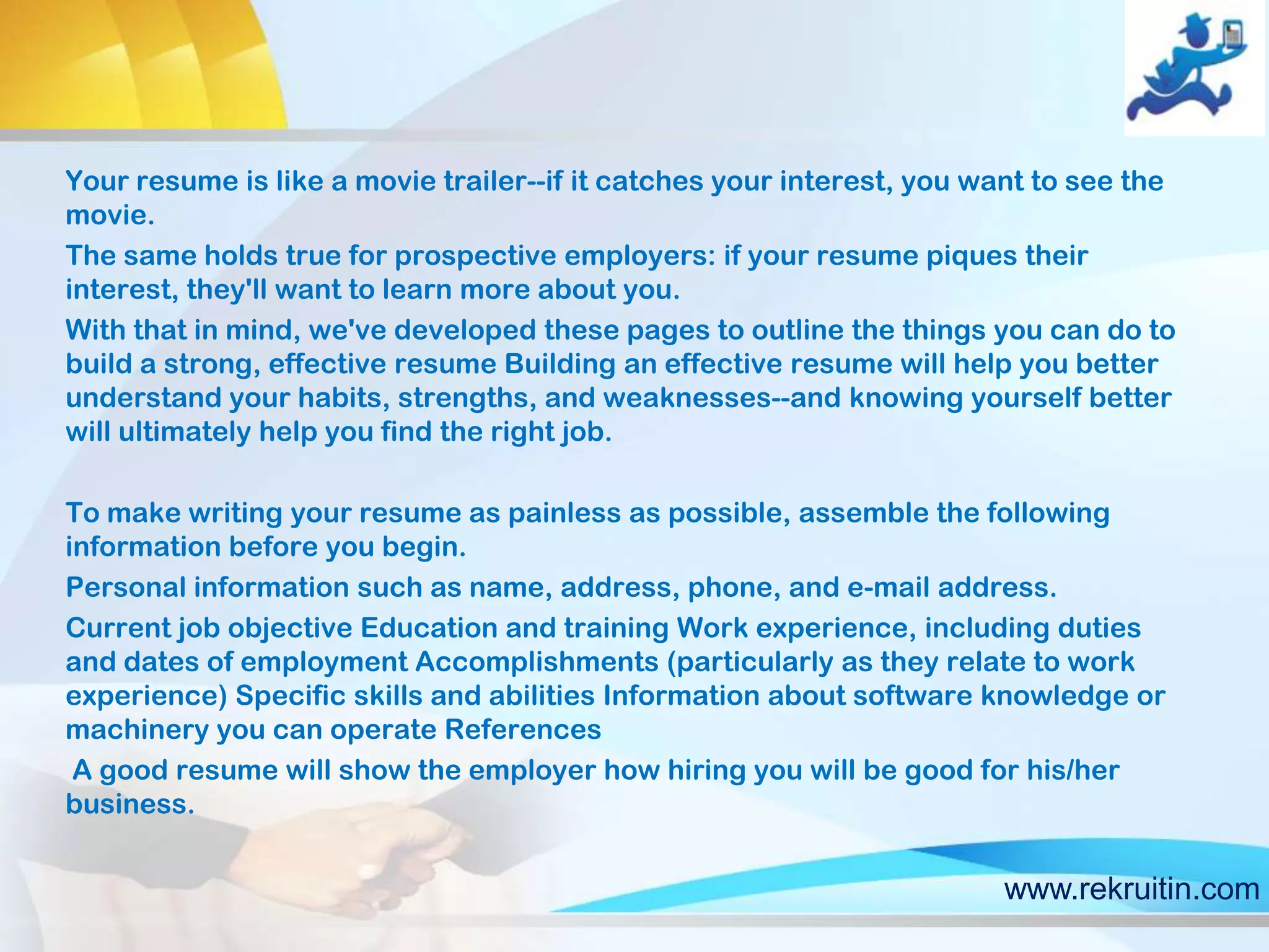 Resume Writing Skills | PPTX