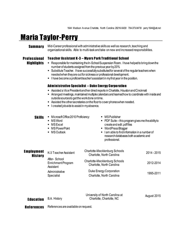 Resume professional Taylor-Perry | PDF