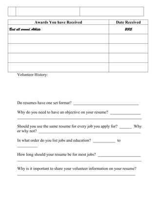 Resume questions | PDF