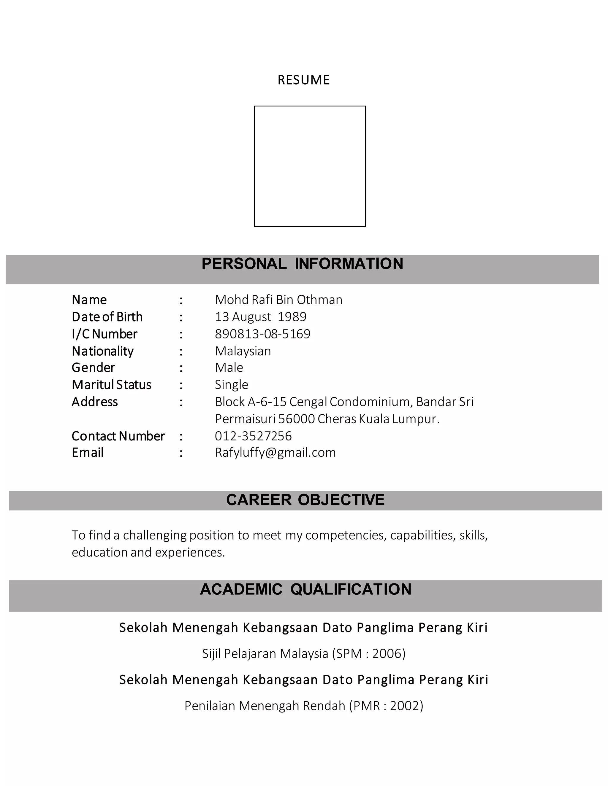 Resume rafi | DOCX